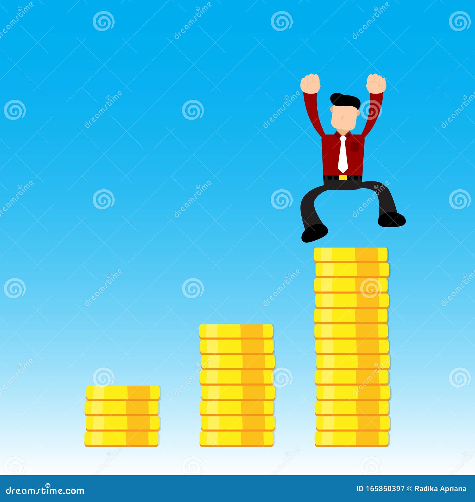 Employee Successfully Achieve Target, Celebrate By Standing In First ...