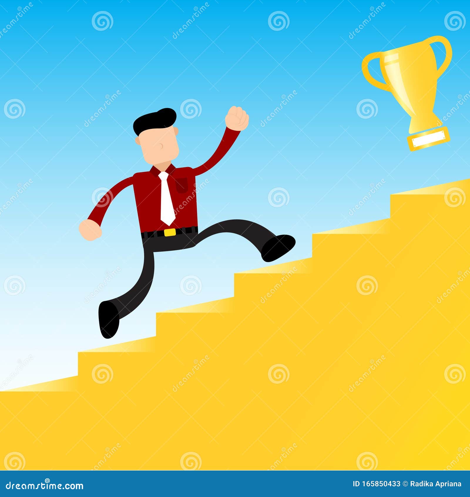 Vector Illustration Businessman in Company with Go To Goal in Company ...