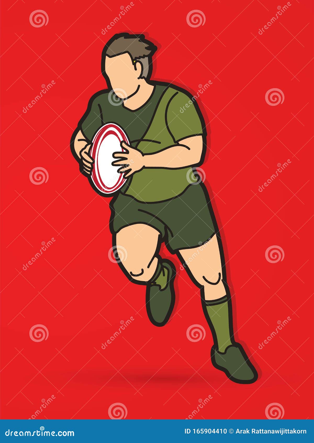 Rugby Player Action Cartoon Sport Graphic Stock Vector - Illustration ...