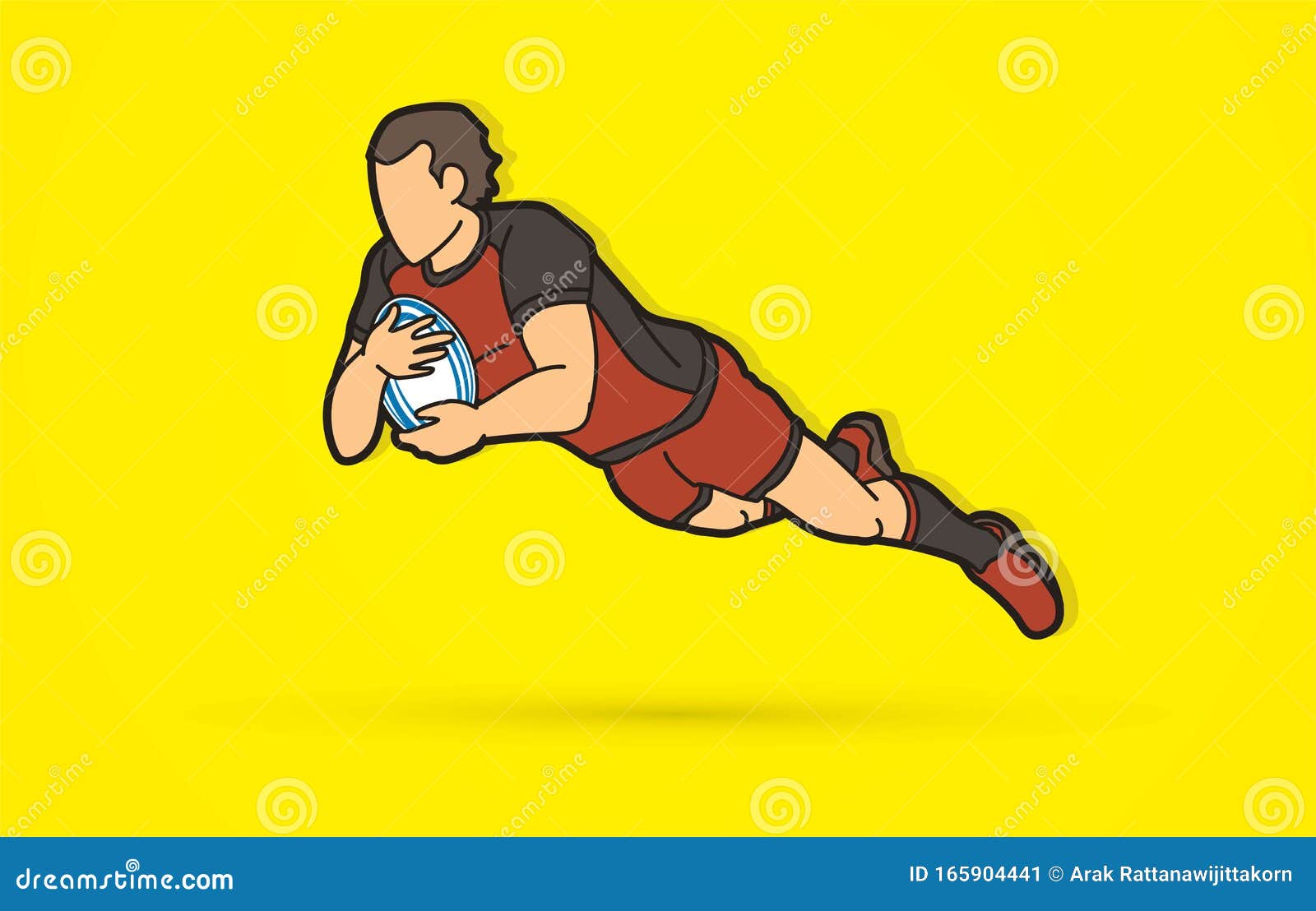 Rugby Player Action Cartoon Sport Graphic Stock Vector - Illustration ...