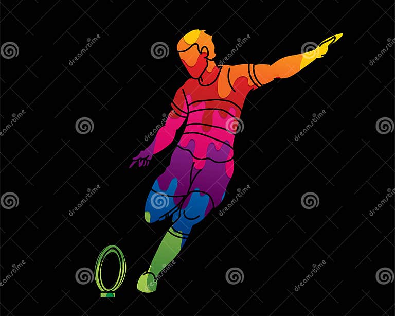 Rugby Player Action Cartoon Sport Graphic Stock Vector - Illustration ...
