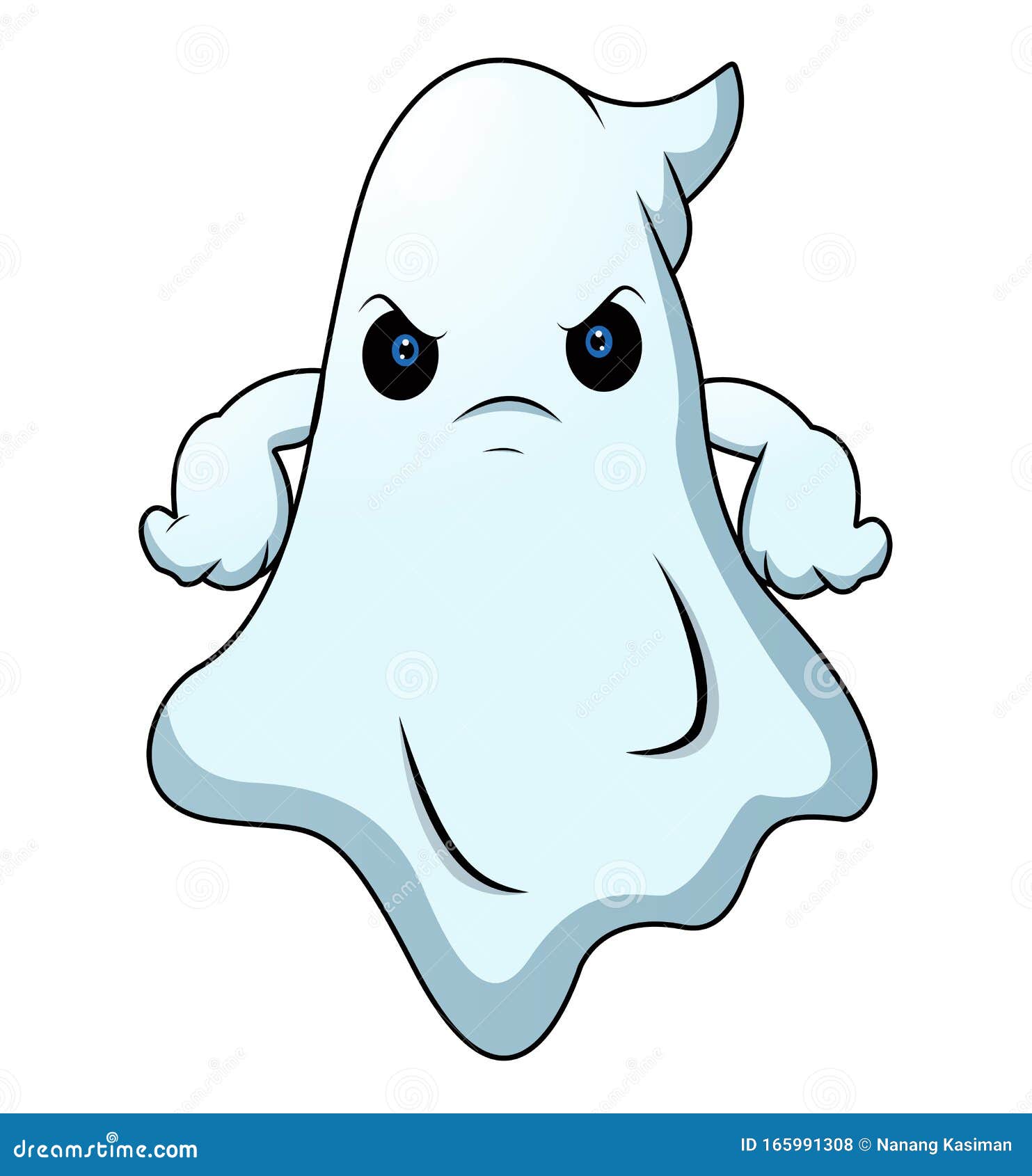 Angry Ghost Cartoon on White Background Stock Vector - Illustration of ...