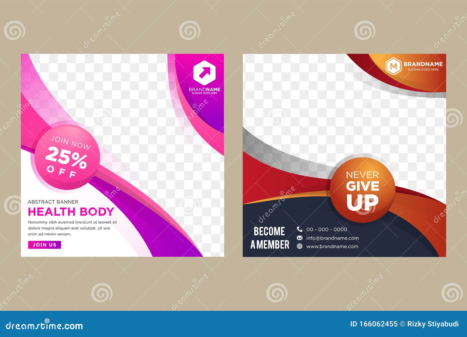Social Media Advertising Banner Layouts Set with Gradient Dark and ...