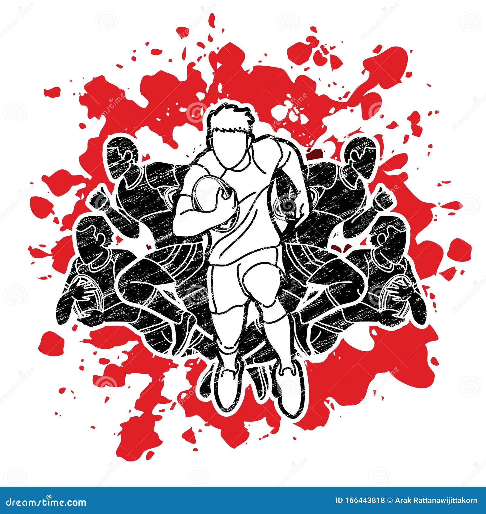 Rugby Players Action Cartoon Sport Graphic Stock Vector - Illustration ...