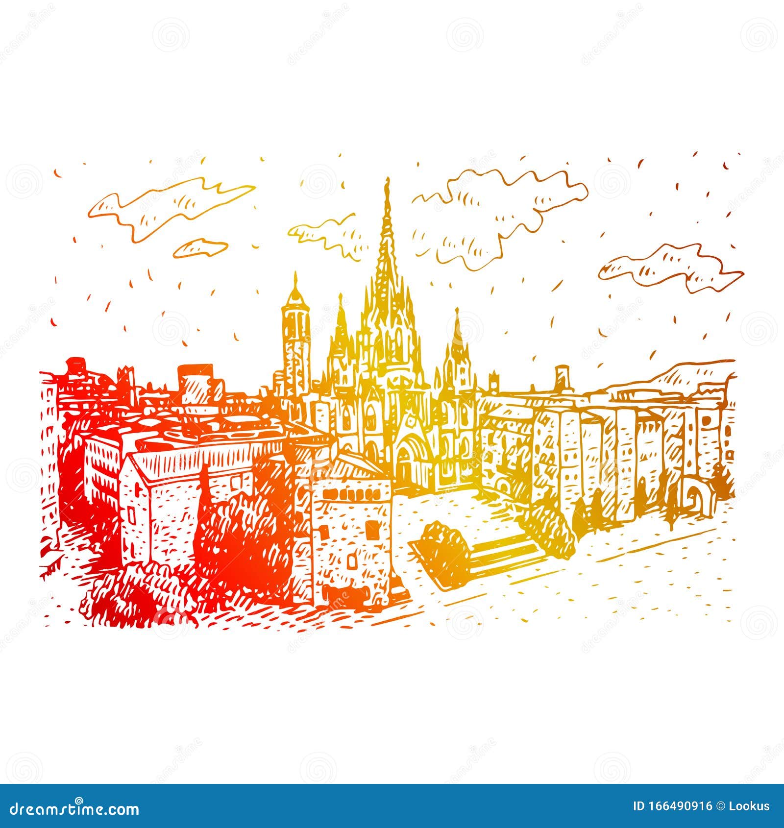 Barcelona, Spain. Vector Illustration Stock Illustration - Illustration ...