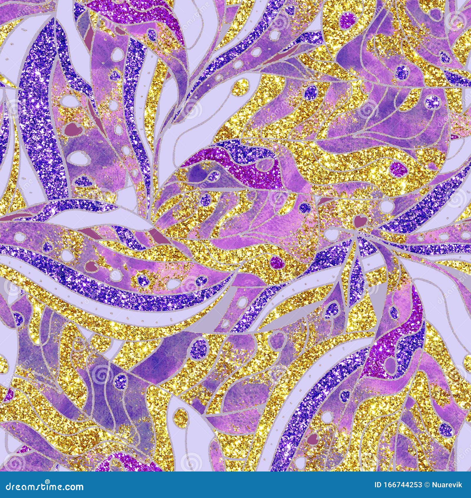 Abstract Oriental Floral Print Glitter Sparkling Seamless Pattern Stock ...