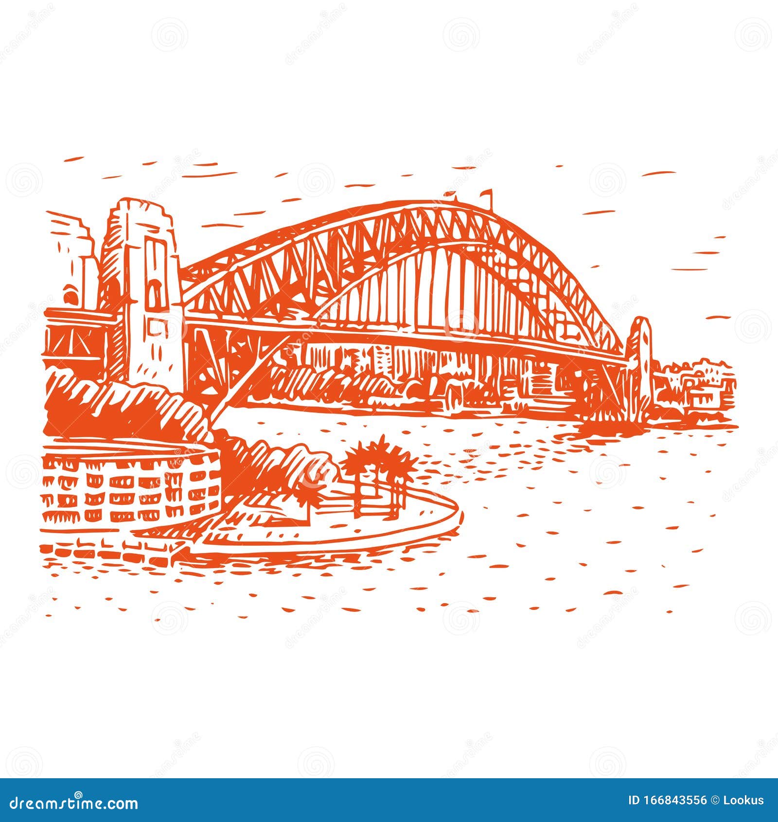 Harbour Bridge. Sydney, Australia. Vector Outline Illustration Stock ...