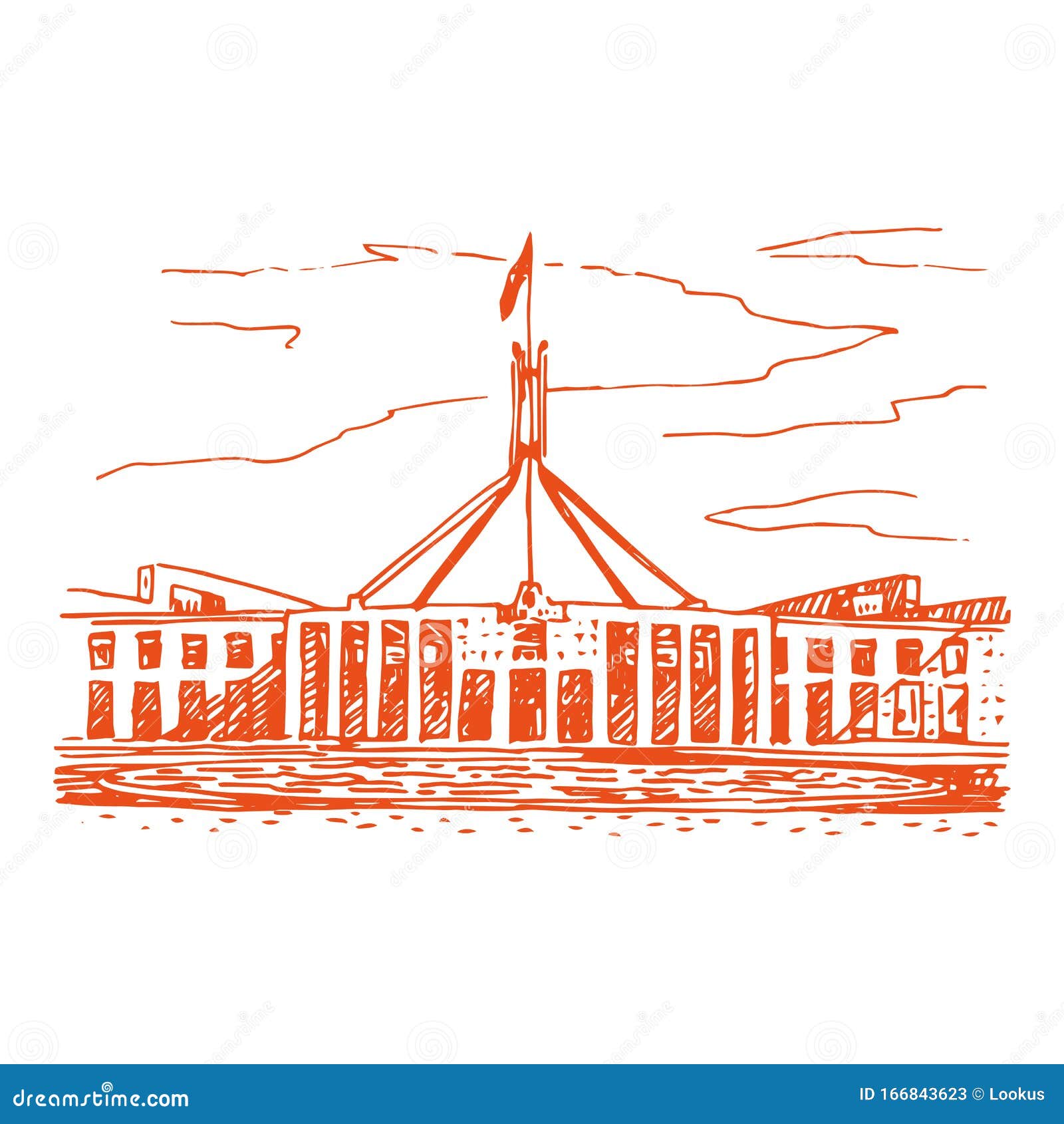Parliament House. Canberra, Australia. Vector Outline Illustration ...