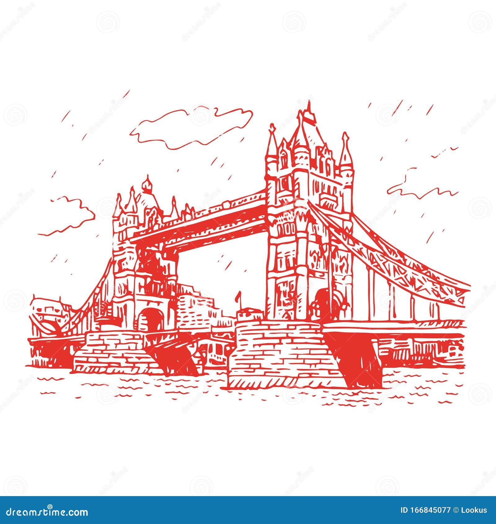 Tower Bridge. London, England, UK. Vector Outline Illustration Stock ...