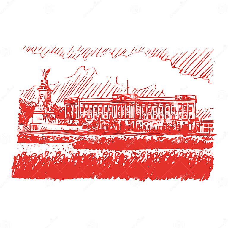 Buckingham Palace. London, England, UK. Vector Outline Illustration ...