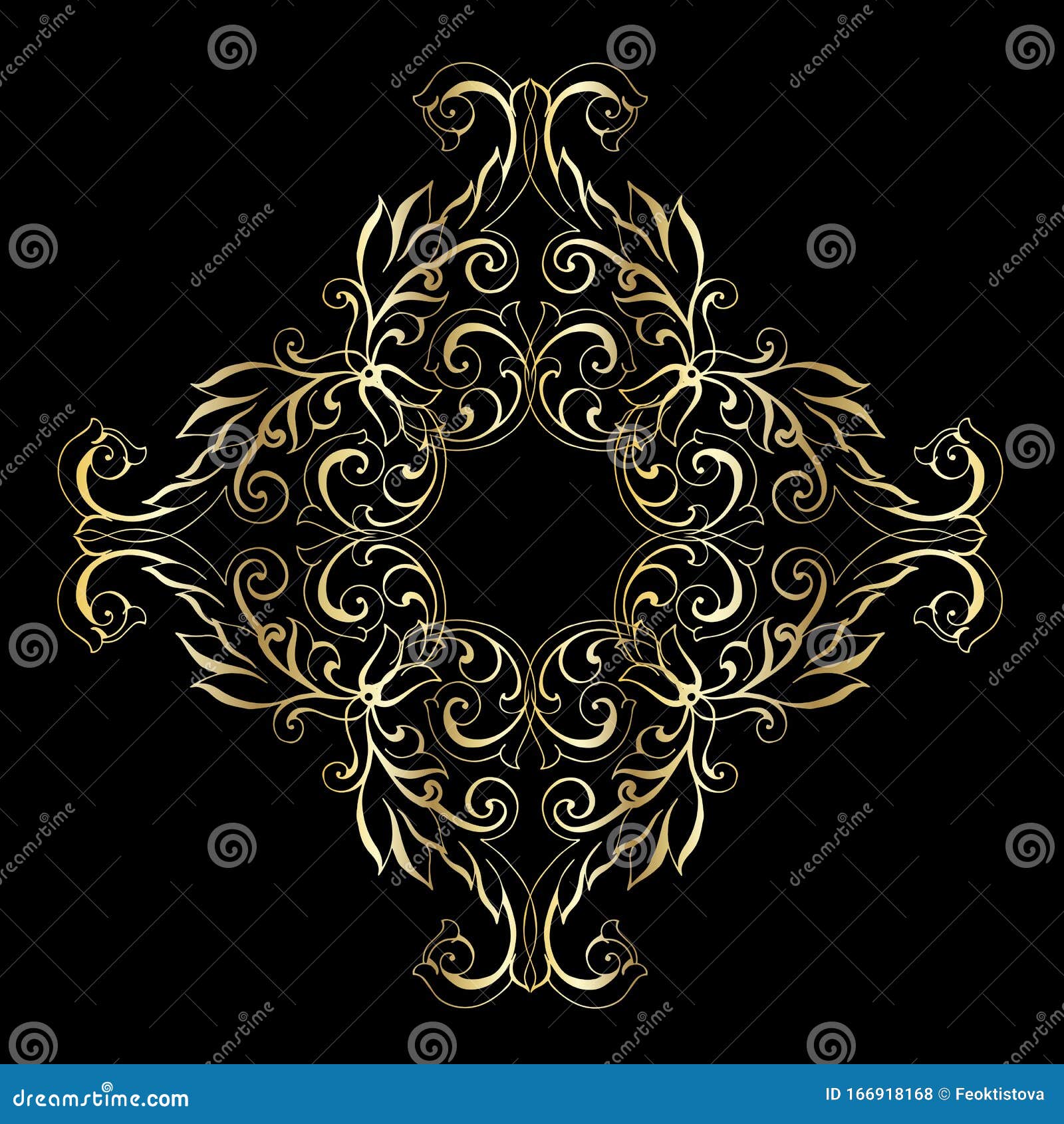 Vector Hand-painted Vintage Baroque Ornament. Stock Vector ...