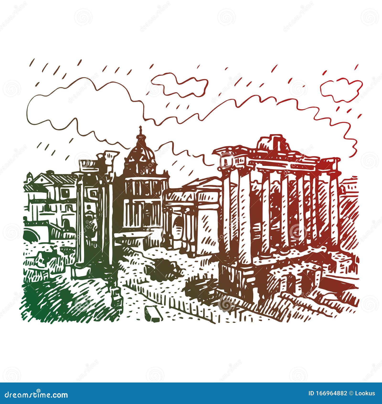 Rome, Italy. Graphic Illustration Stock Illustration - Illustration of ...