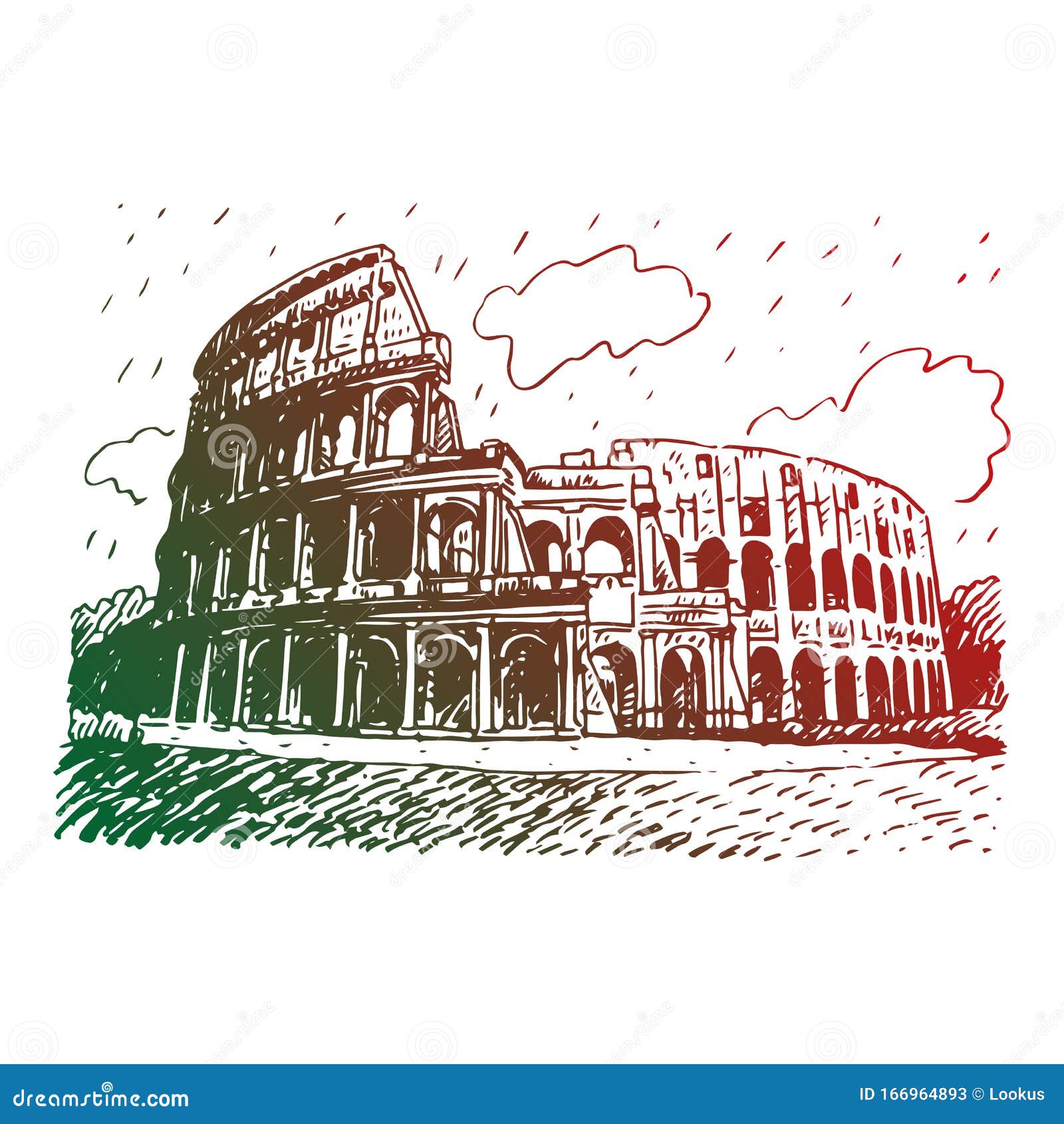 Colosseum. Rome, Italy. Graphic Illustration Stock Illustration ...