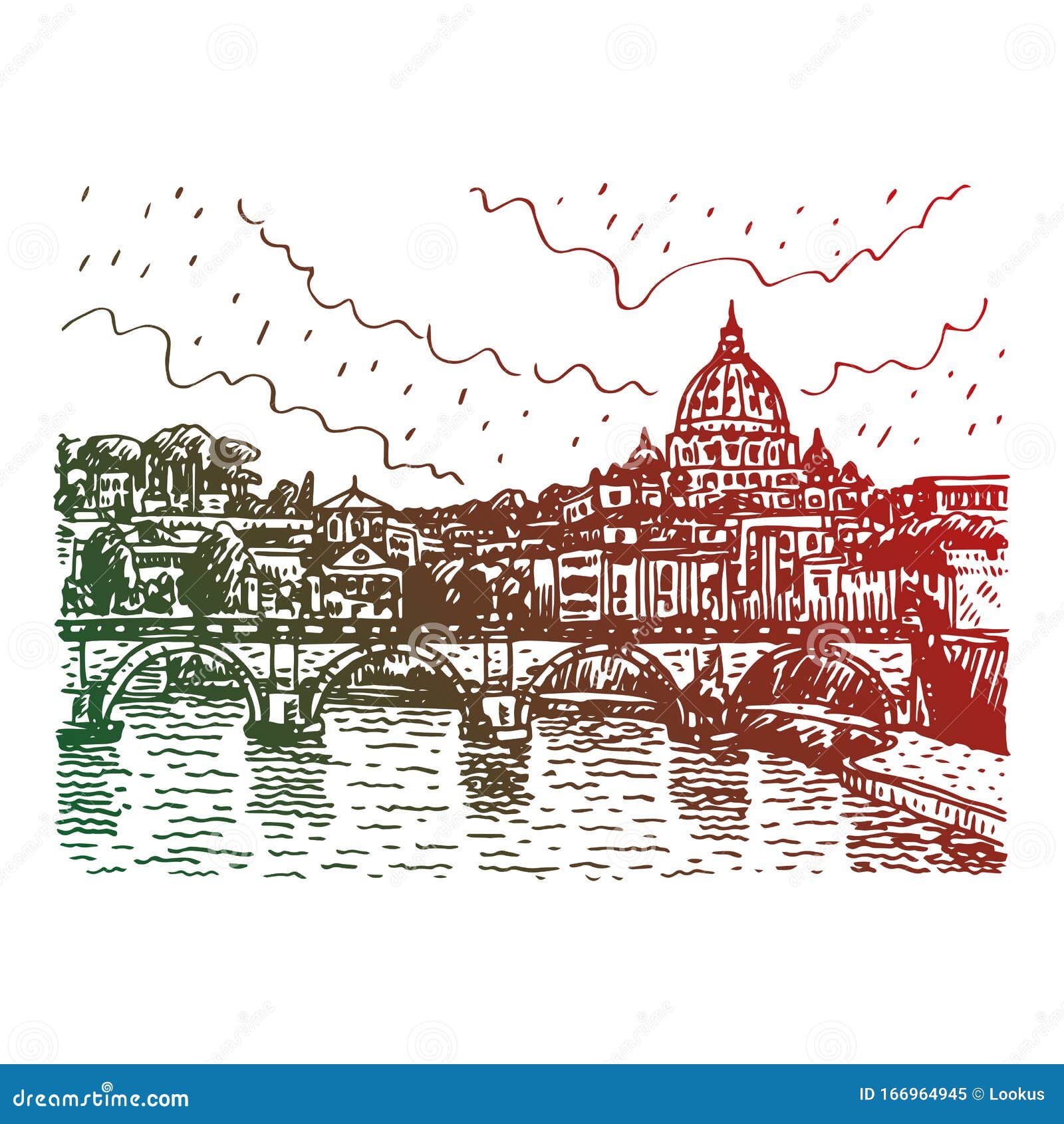 Tiber. Rome, Italy. Graphic Illustration Stock Illustration ...