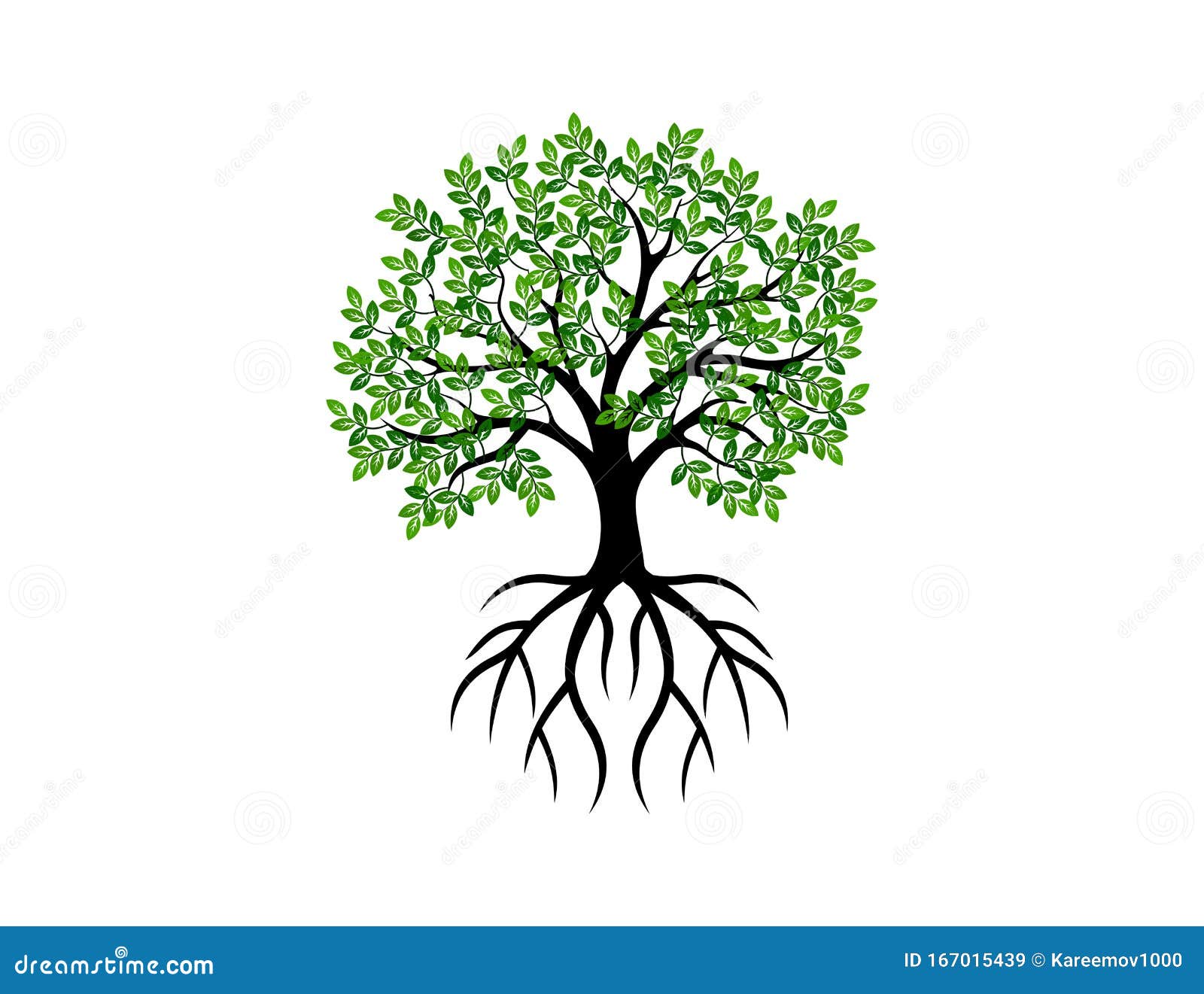 Vibrant Tree and Roots Logo Vector Illustration Isolated on White Stock ...