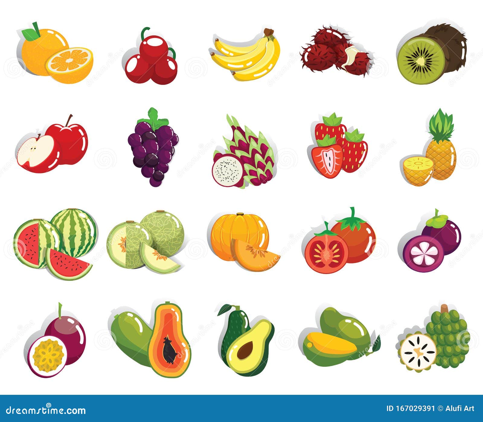 Cartoon of Fresh Tropical Fruit Stock Vector - Illustration of orange ...