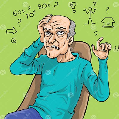 Senior Man Memory Loss and Forgetfulness Stock Illustration ...