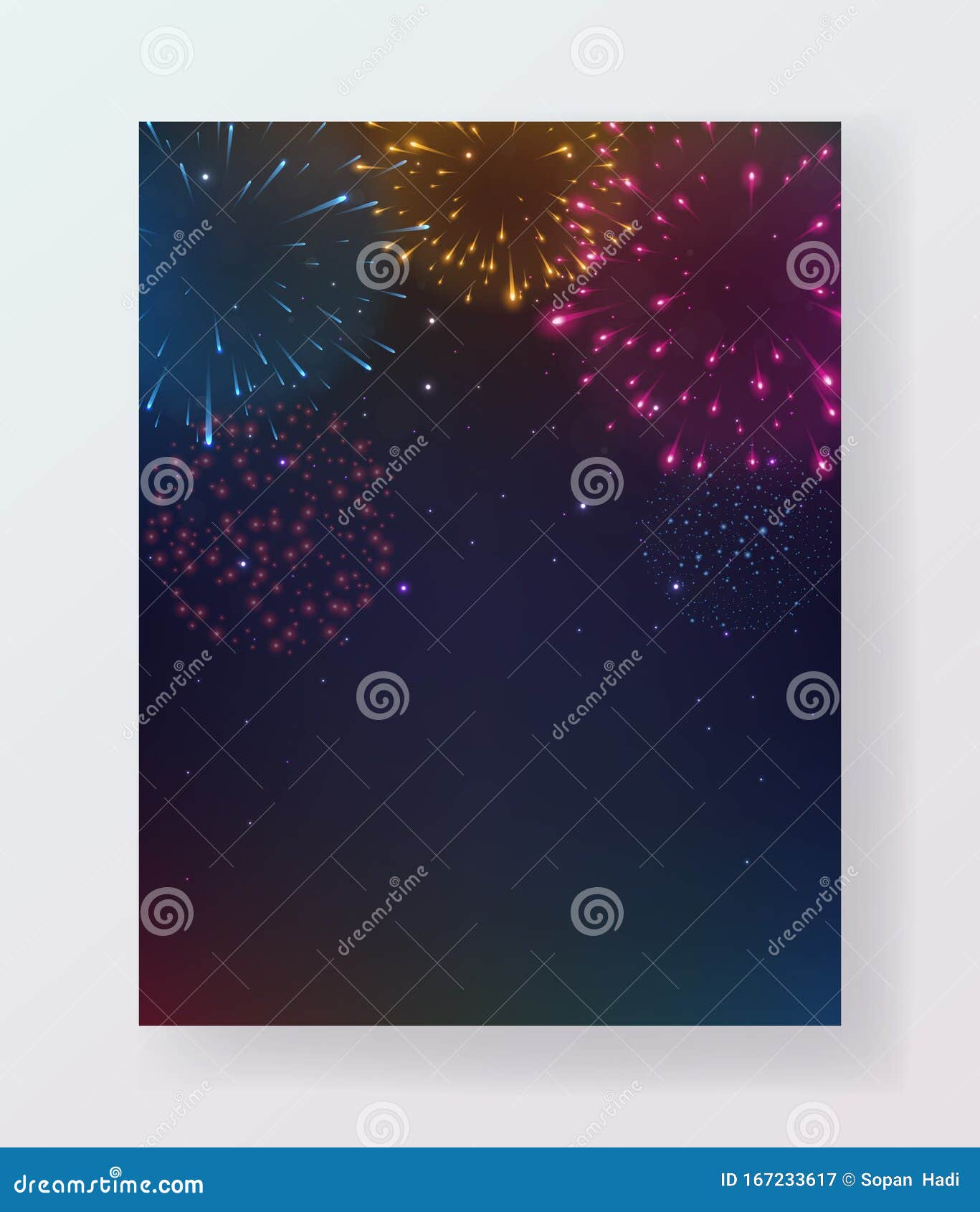 Colorful Fireworks Party Celebrations Flyer Design Stock Vector ...
