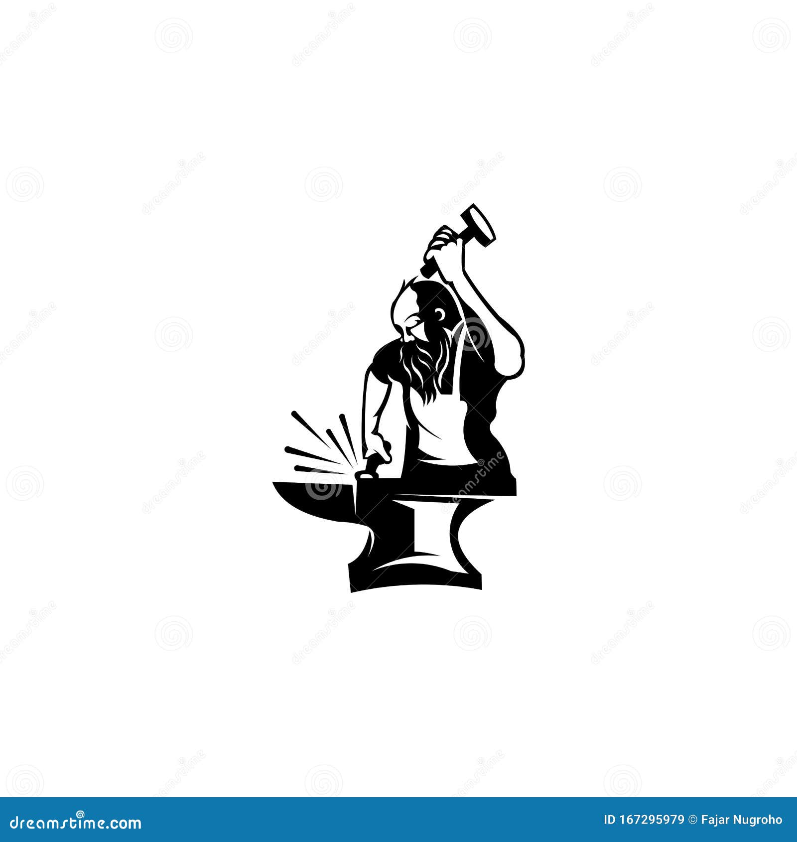 Blacksmith Silhouette Working With Hammer And Anvil Vector Illustration ...