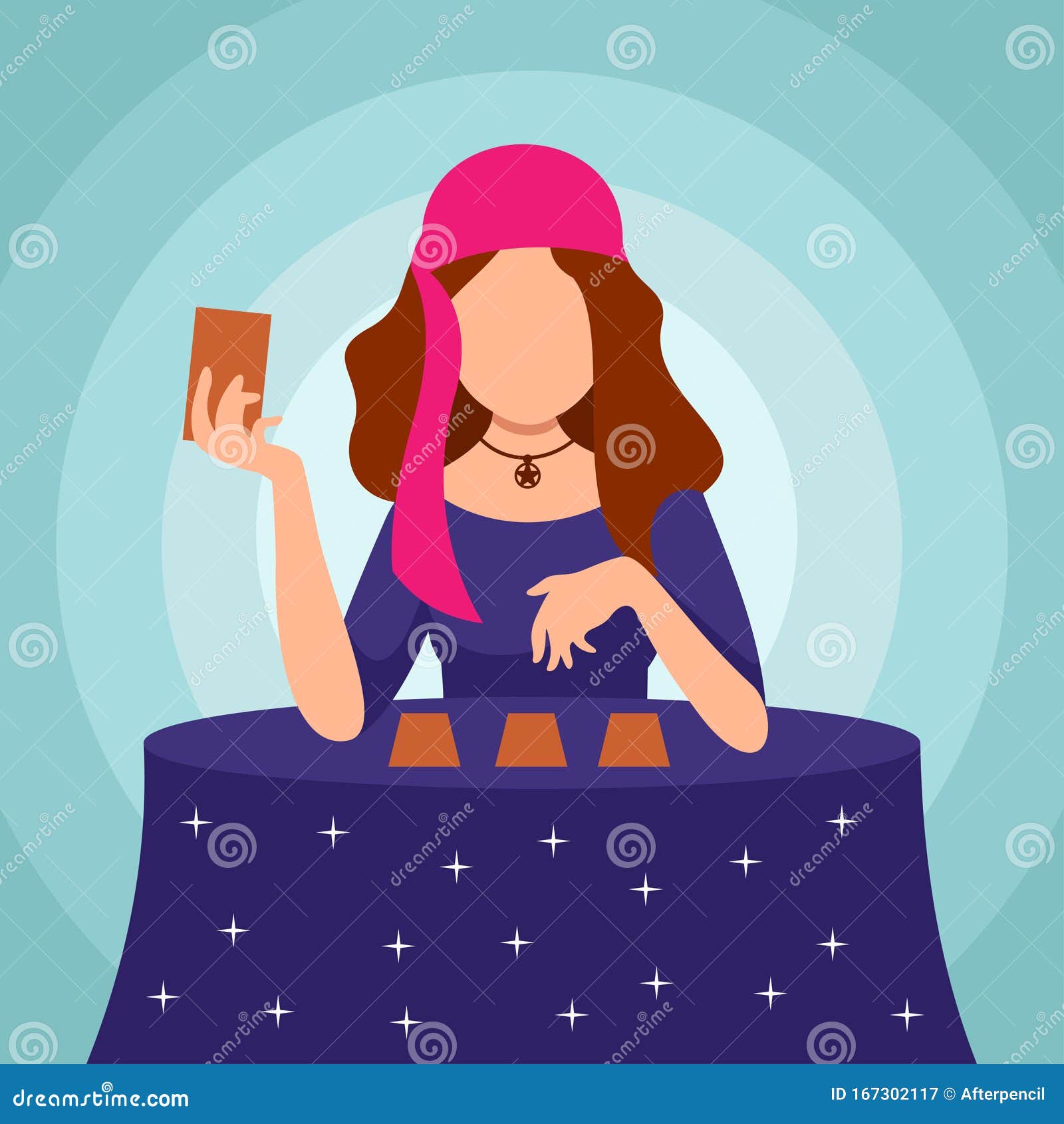 Fortune Teller Reading Tarot Card Stock Illustration - Illustration of ...