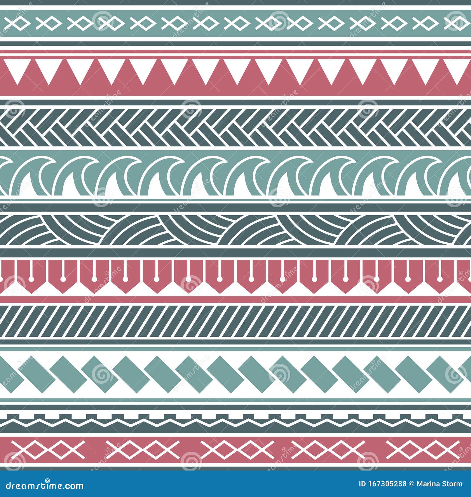 Vector Ethnic Seamless Pattern in Maori Style. Geometric Border with ...