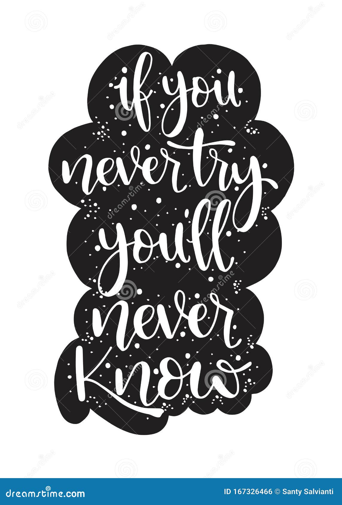If You Never Try You Will Never Know. Inspirational Hand Lettering ...