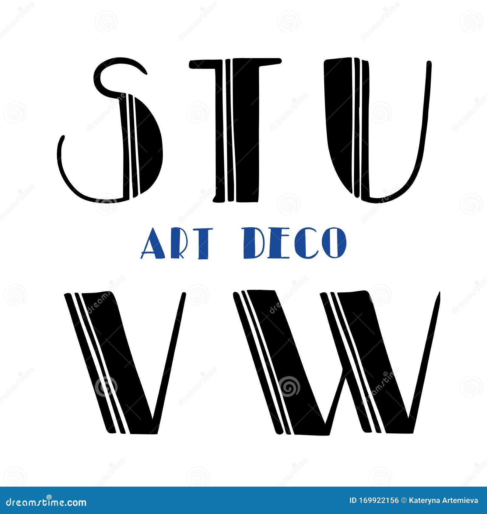 Art Deco Retro Letters, Alphabet. Hand Drawn Vector Creative Alphabet ...