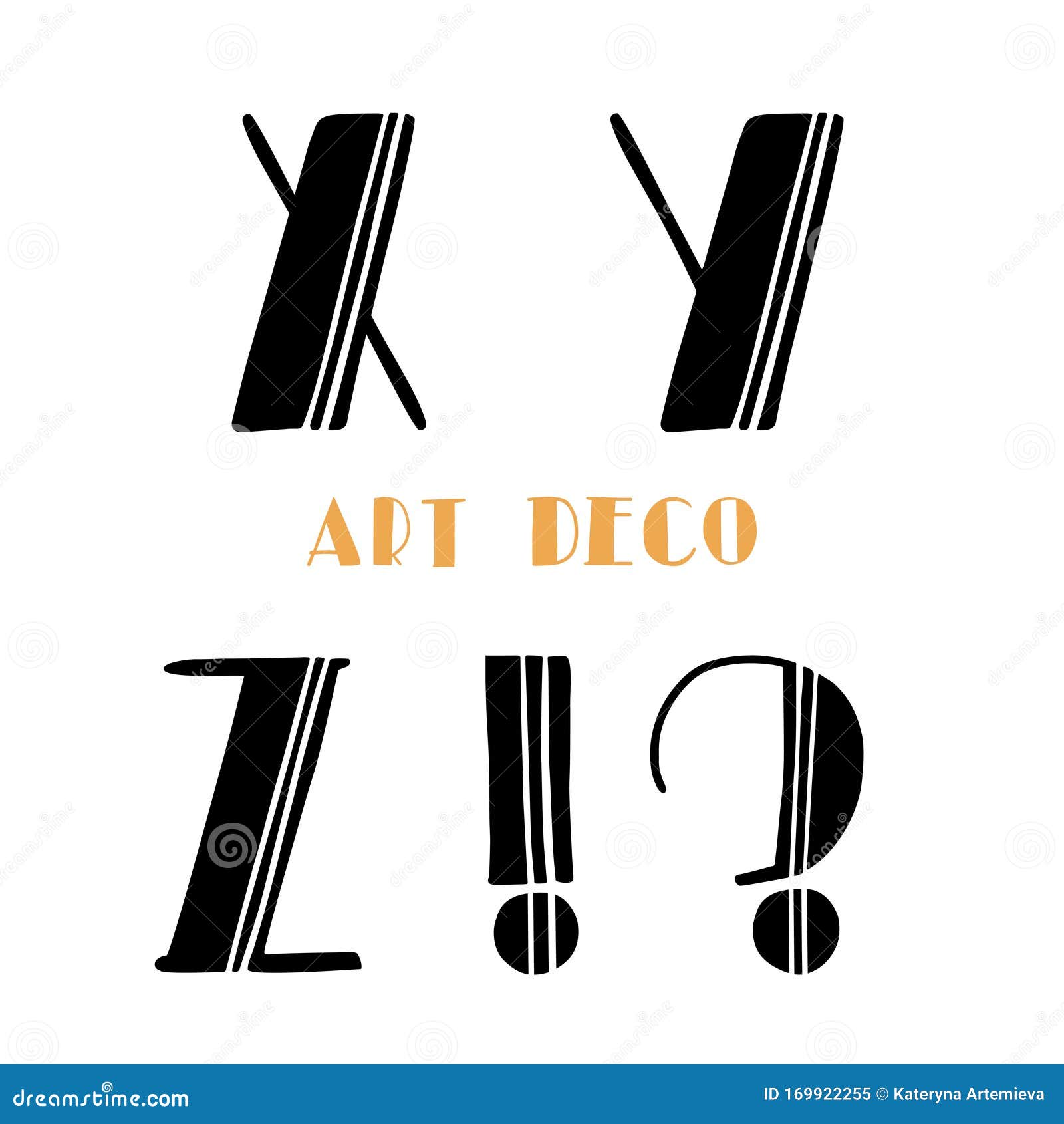 Art Deco Retro Letters, Alphabet. Hand Drawn Vector Creative Alphabet ...