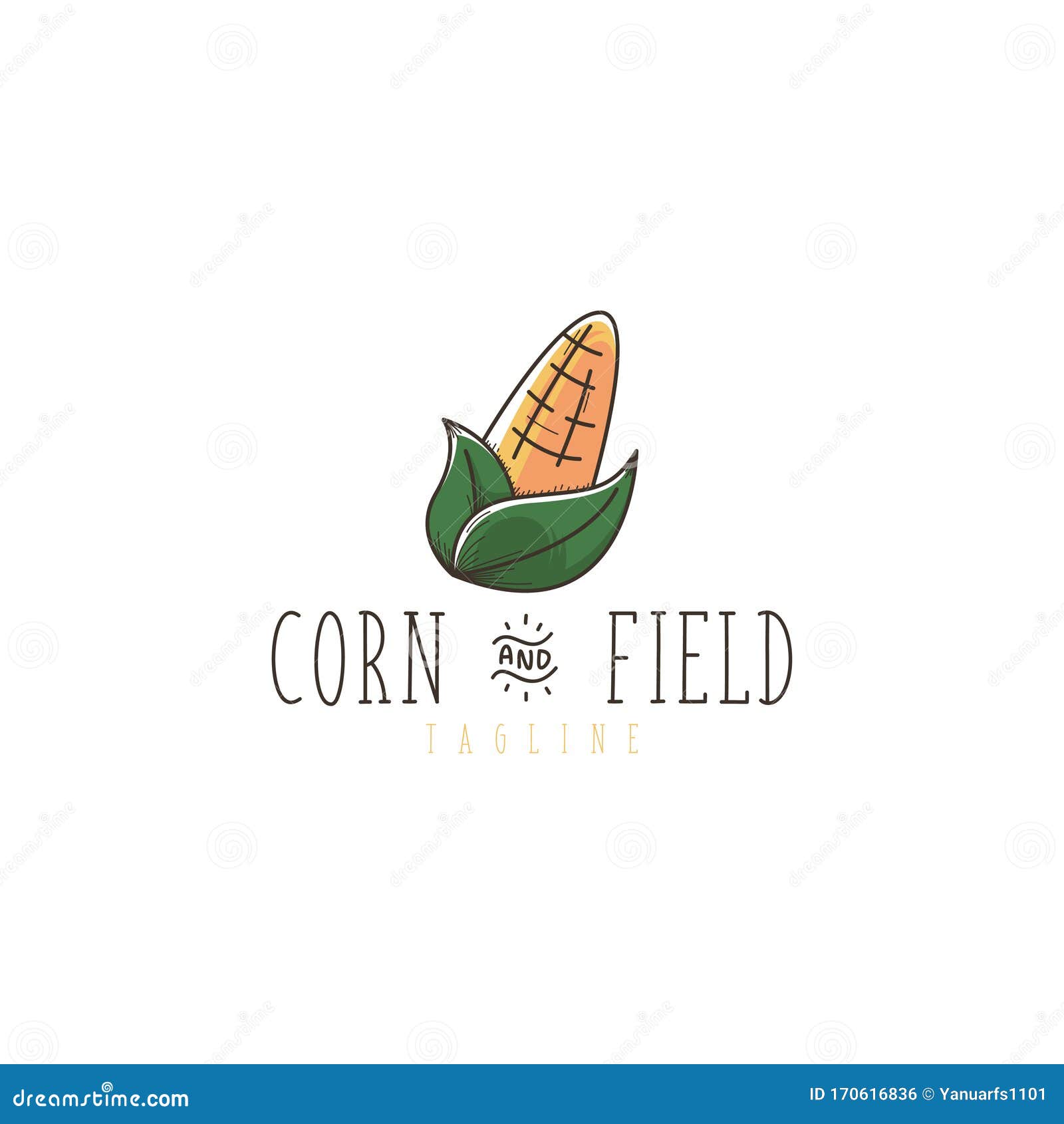 Corn Logo Concept with Hand Drawn Style Vector Stock Illustration ...