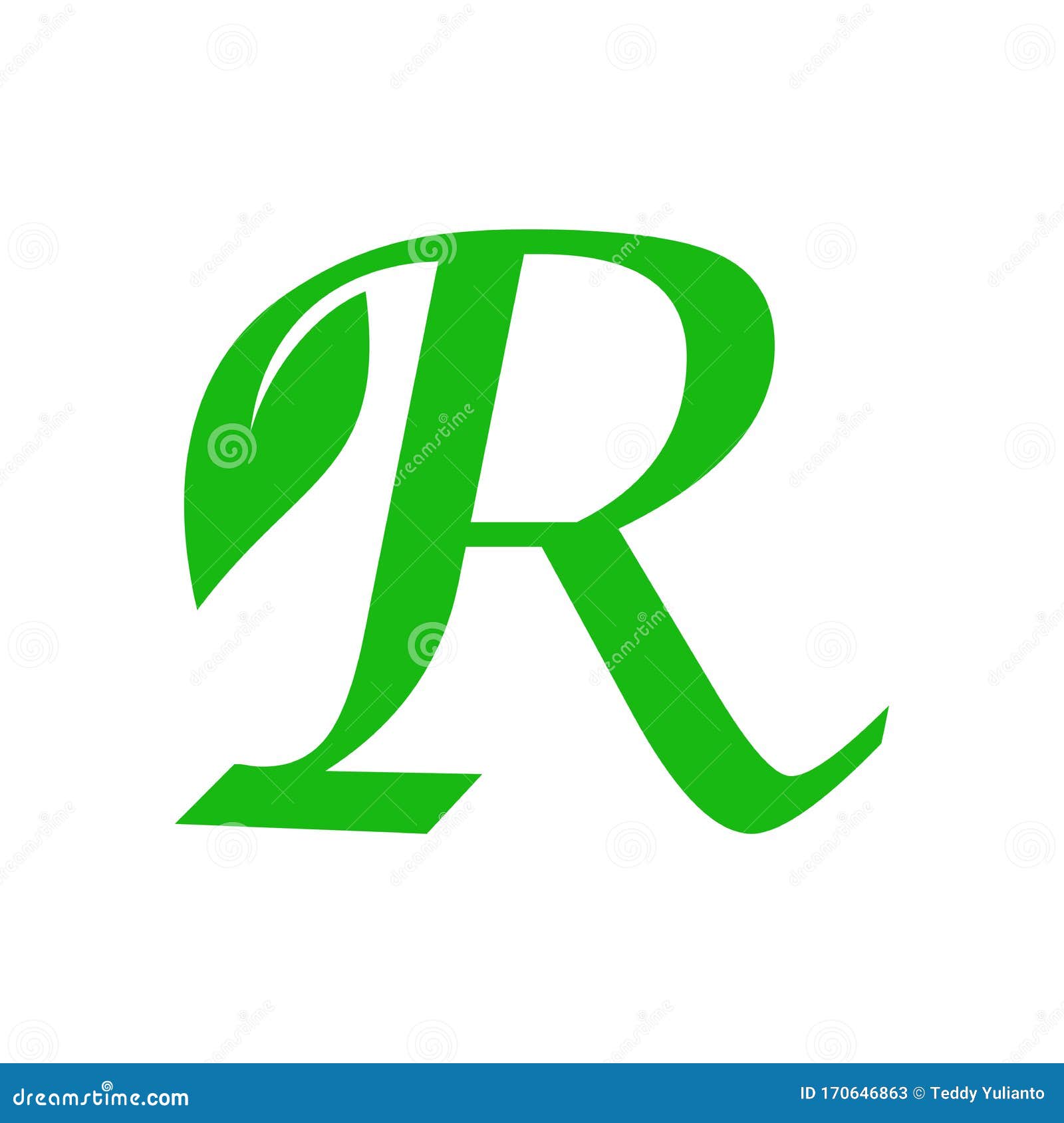 Charming Initial Letter R Leaf Stock Vector - Illustration of initial ...
