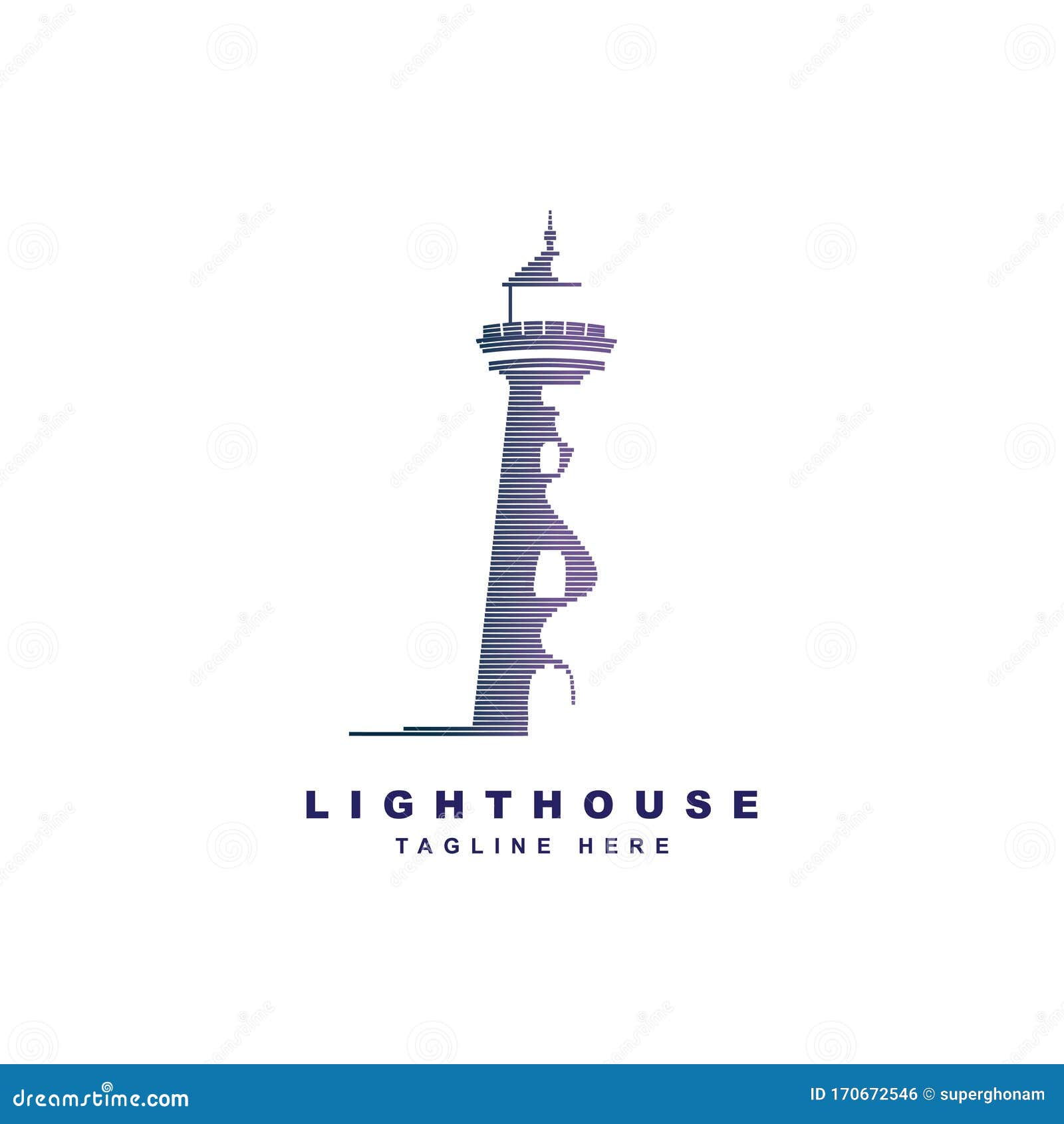 Beacon with Cloud Illustration.Lighthouse Logo Design Template Stock ...