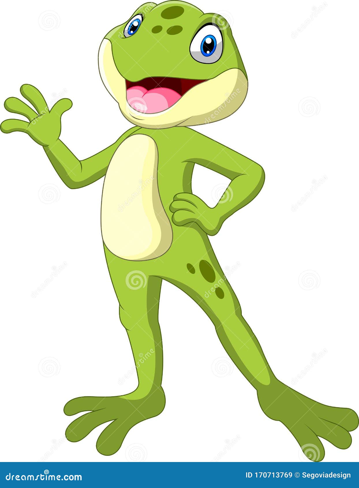 A cute cartoon frog waving stock vector. Illustration of card - 170713769