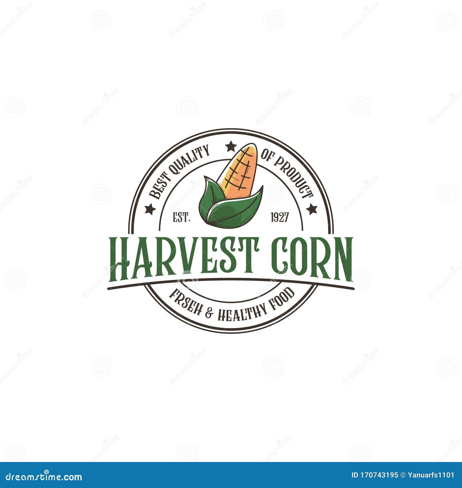 Vintage Corn Logo Concept with Hand Drawn Style Vector Stock Vector ...