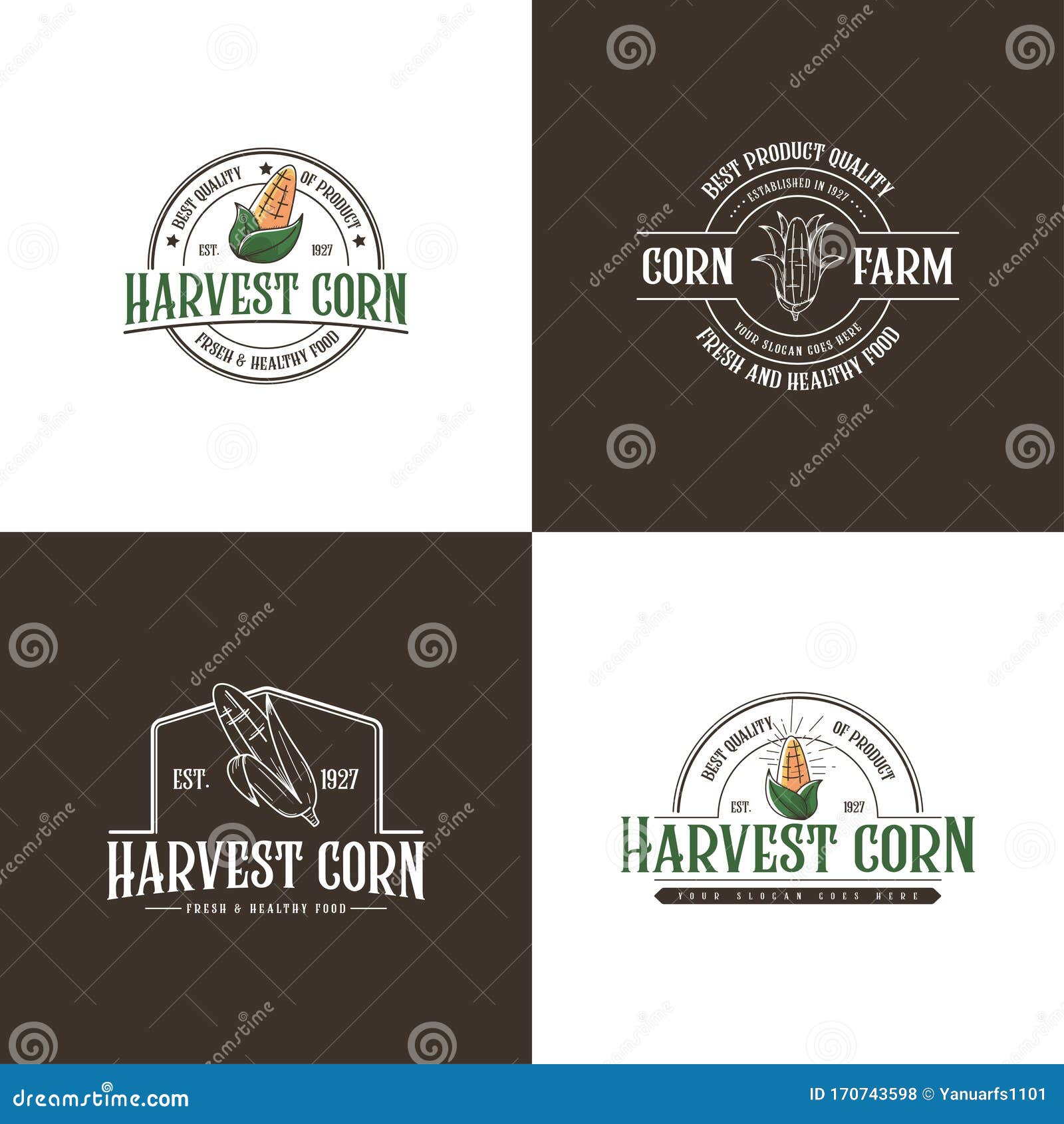 Vintage Corn Logo Concept with Hand Drawn Style Vector Stock Vector ...