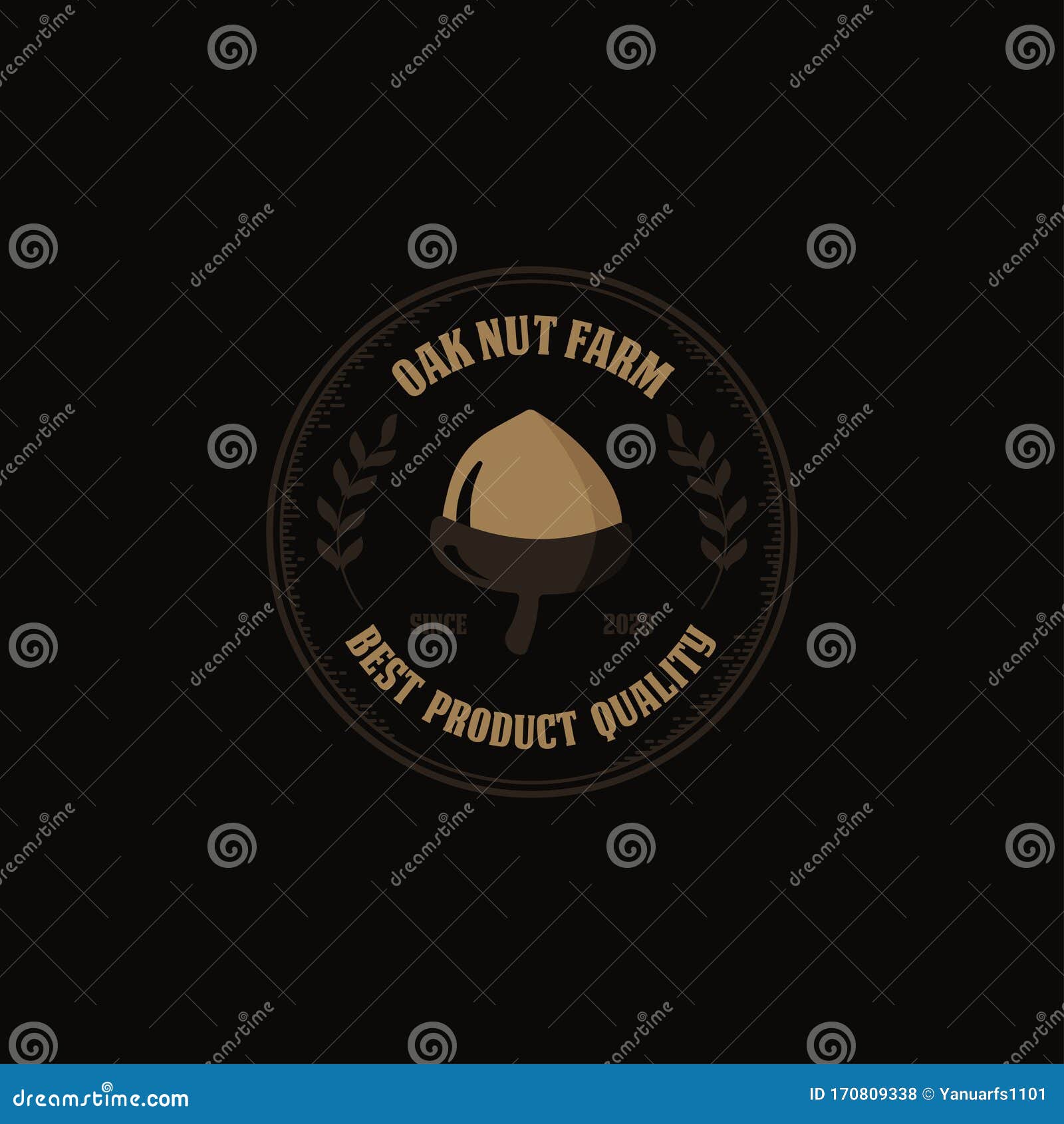 Hand Drawn Vintage Oak Nut Logo Vector Stock Illustration ...