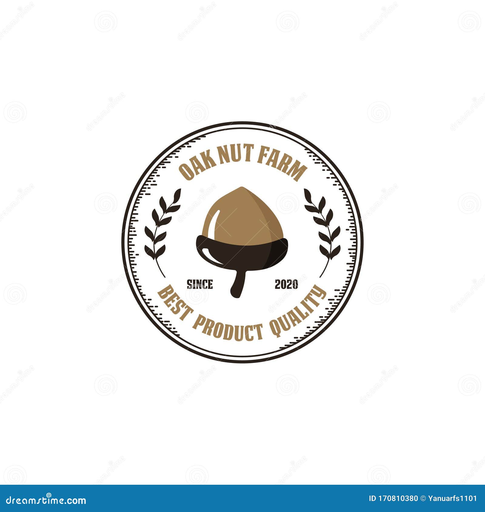 Hand Drawn Vintage Oak Nut Logo Vector Stock Illustration ...