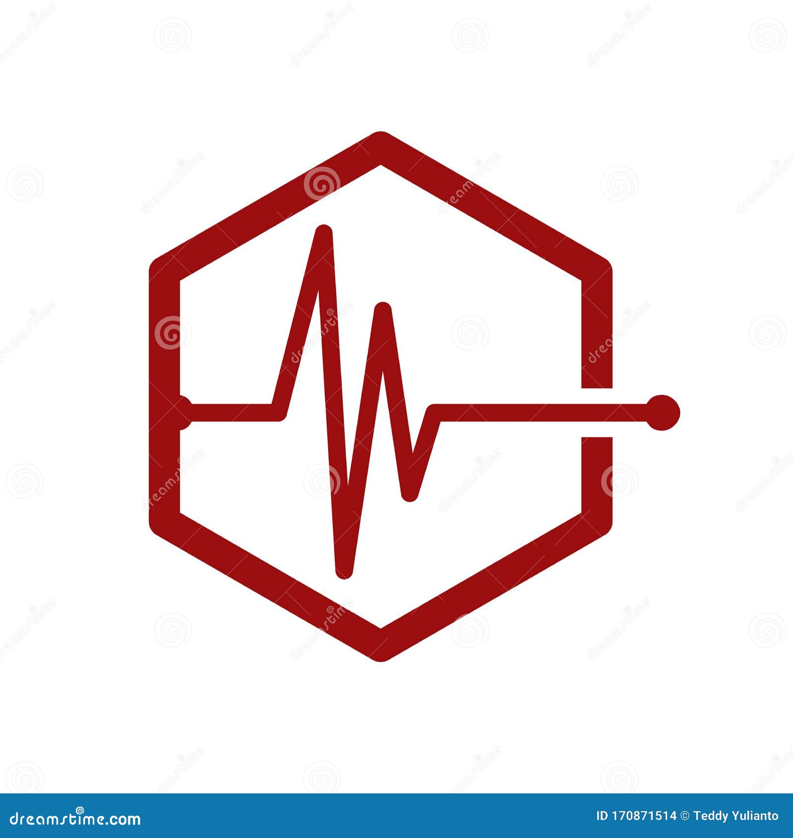 The red hexagon pulse logo stock vector. Illustration of abstract ...