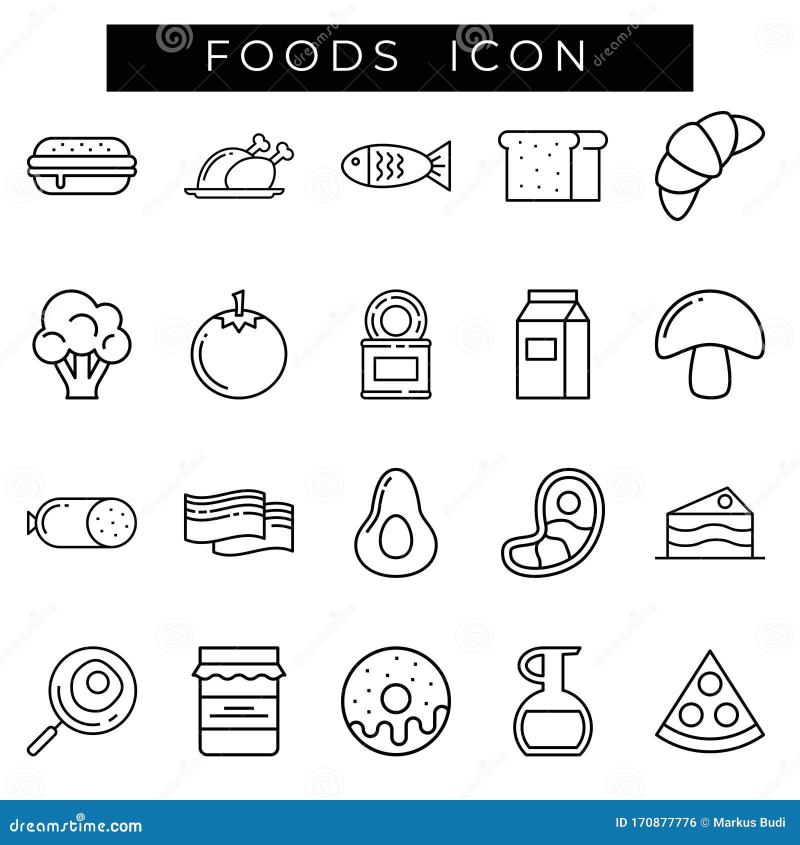 Set of Food Related Vector Line Icons. Stock Vector - Illustration of ...