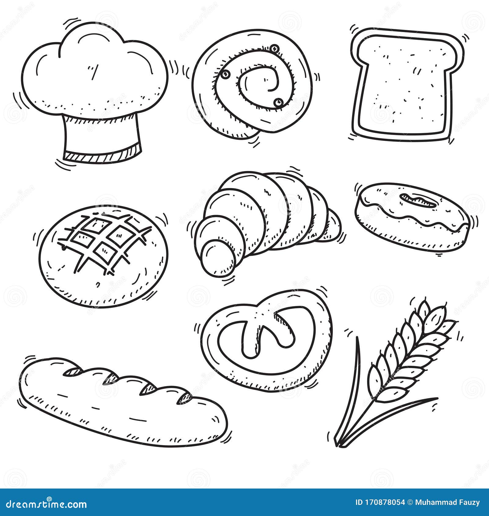 Hand Drawn Style of Bread Doodle Vector Illustration Isolated on White Background Stock Vector ...