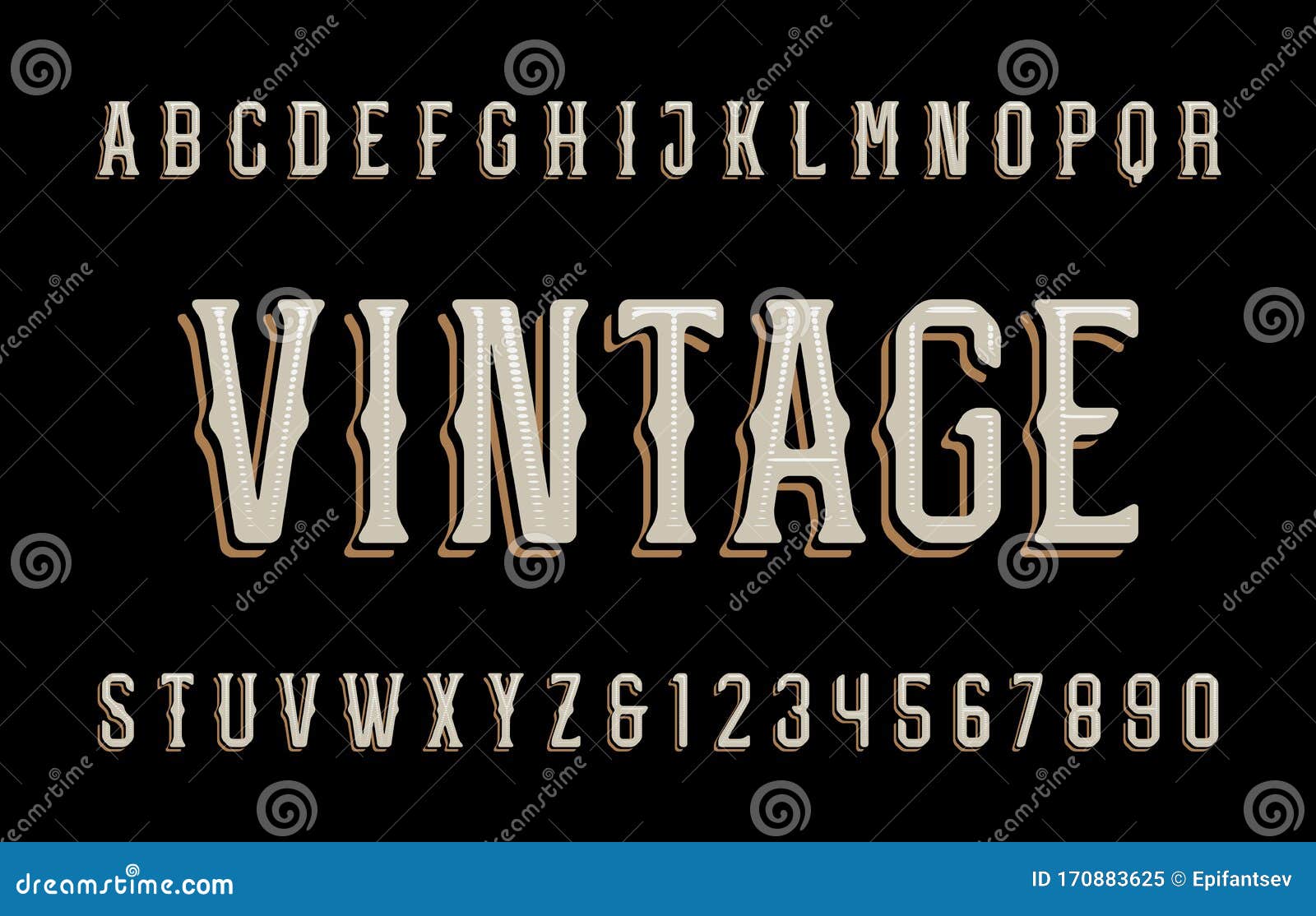Vintage Alphabet Font. Old Type Letters and Numbers Stock Vector ...