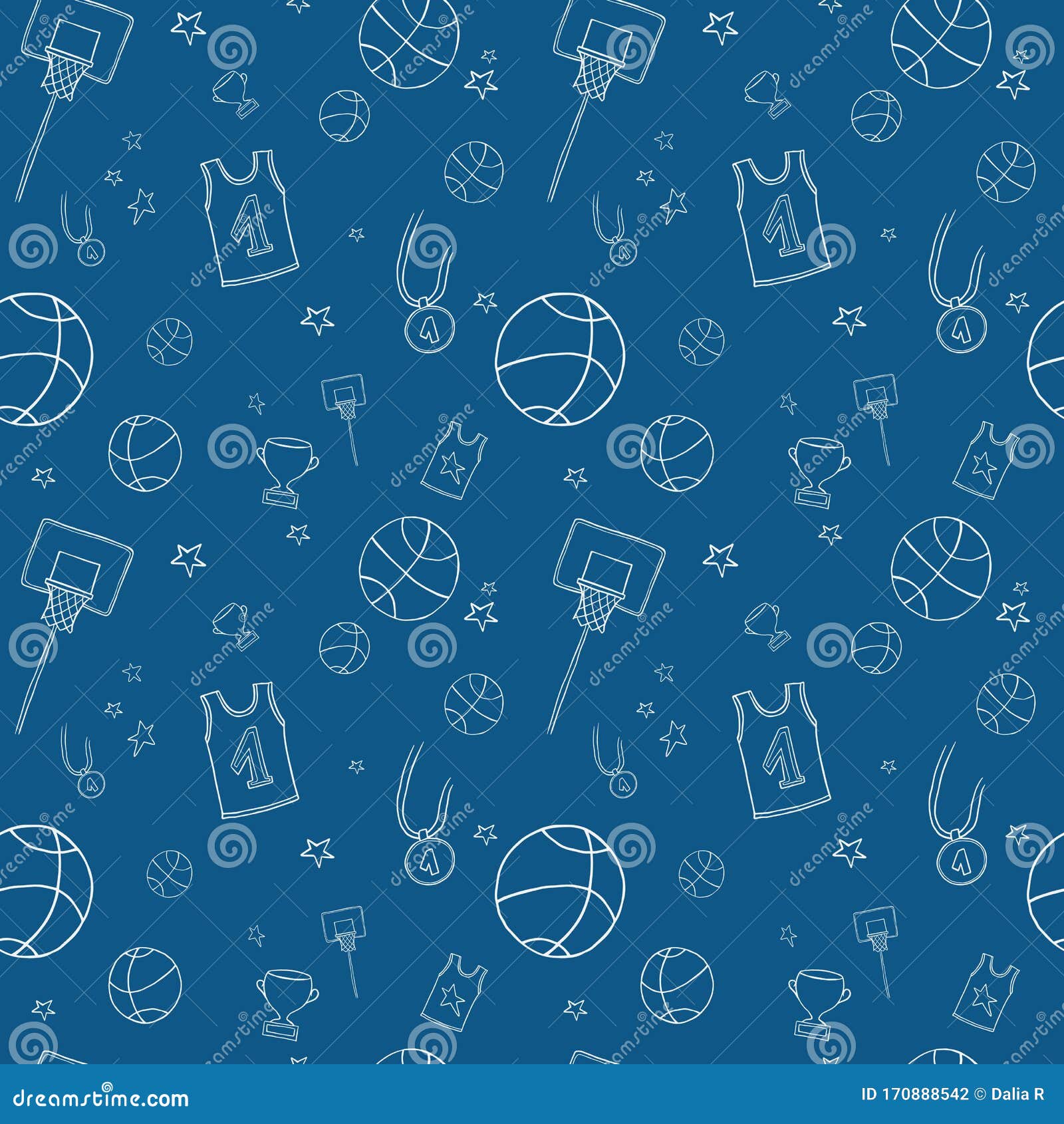 Repeating Basketball Pattern. Vector Seamless Pattern Stock ...