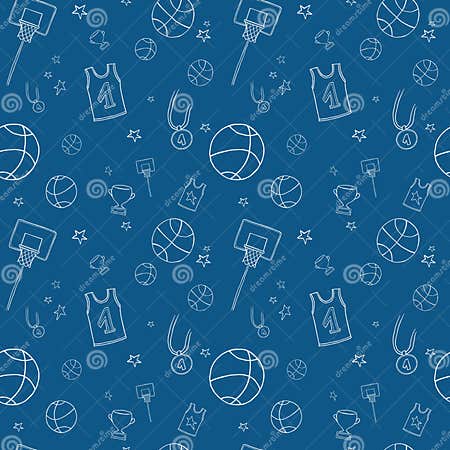 Repeating Basketball Pattern. Vector Seamless Pattern Stock ...
