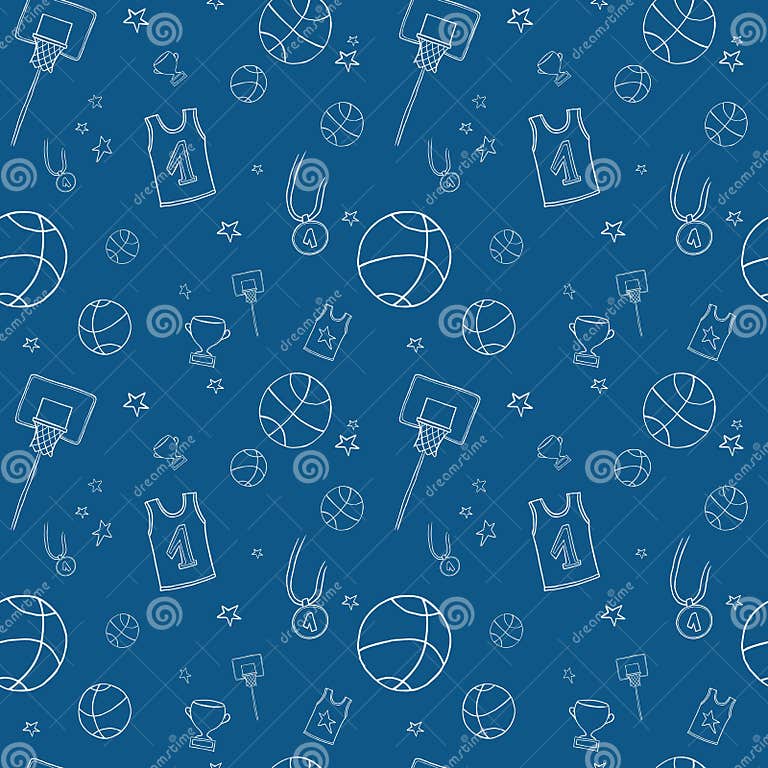 Repeating Basketball Pattern. Vector Seamless Pattern Stock ...