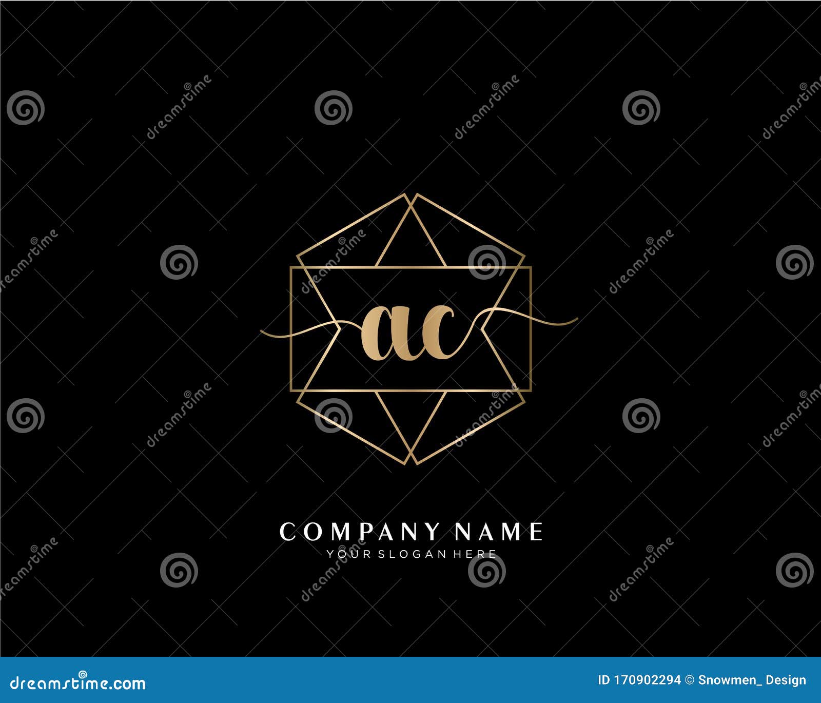 AC Initial Handwriting Logo Geometric Template Vector Stock ...