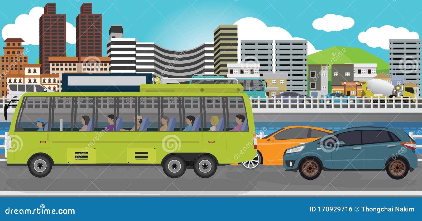 Traffic of Cars on Congested Roads Stock Illustration - Illustration of ...