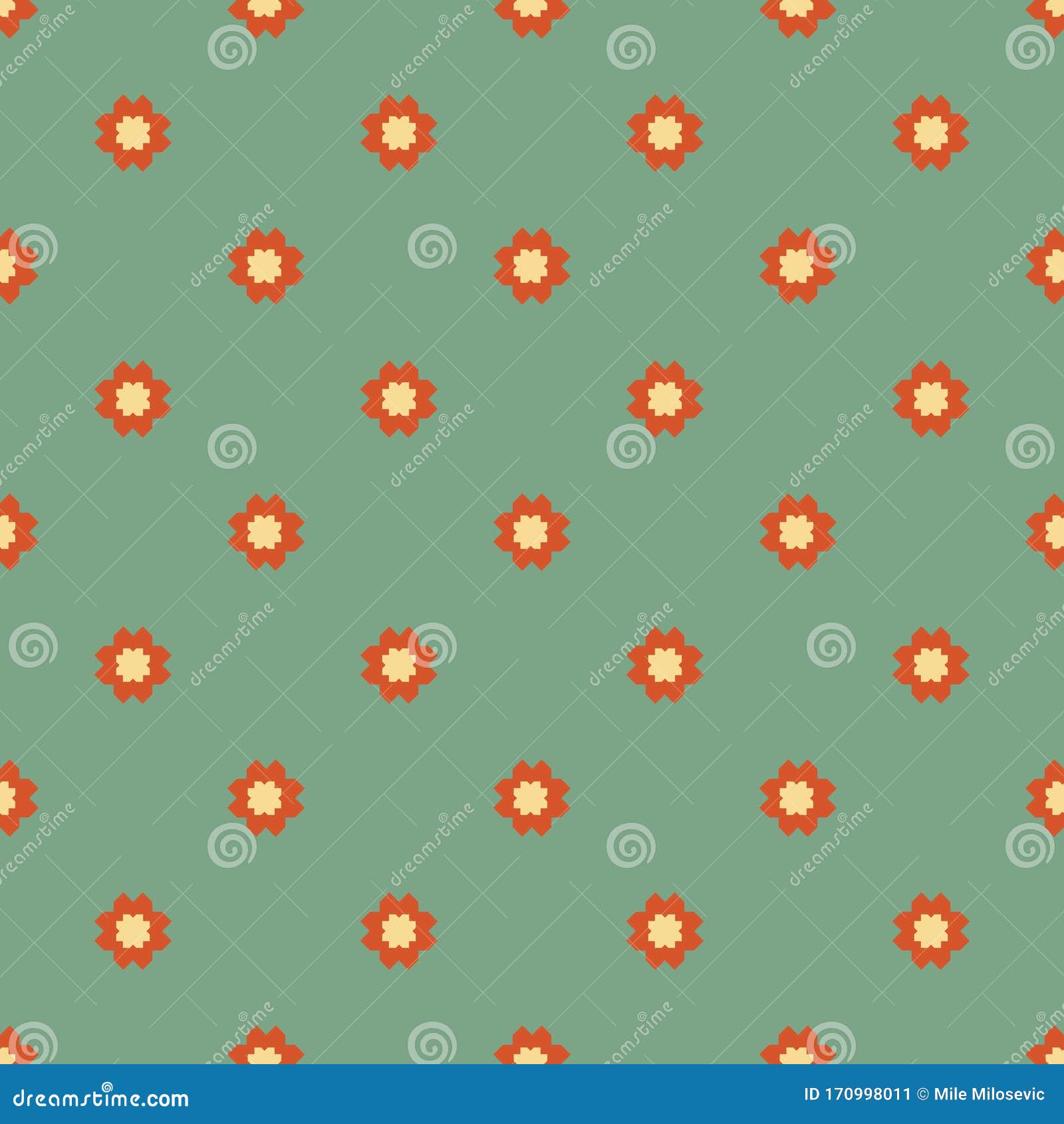 Geometric Pattern with Flowers of Square. Abstract Seamless Flowers ...