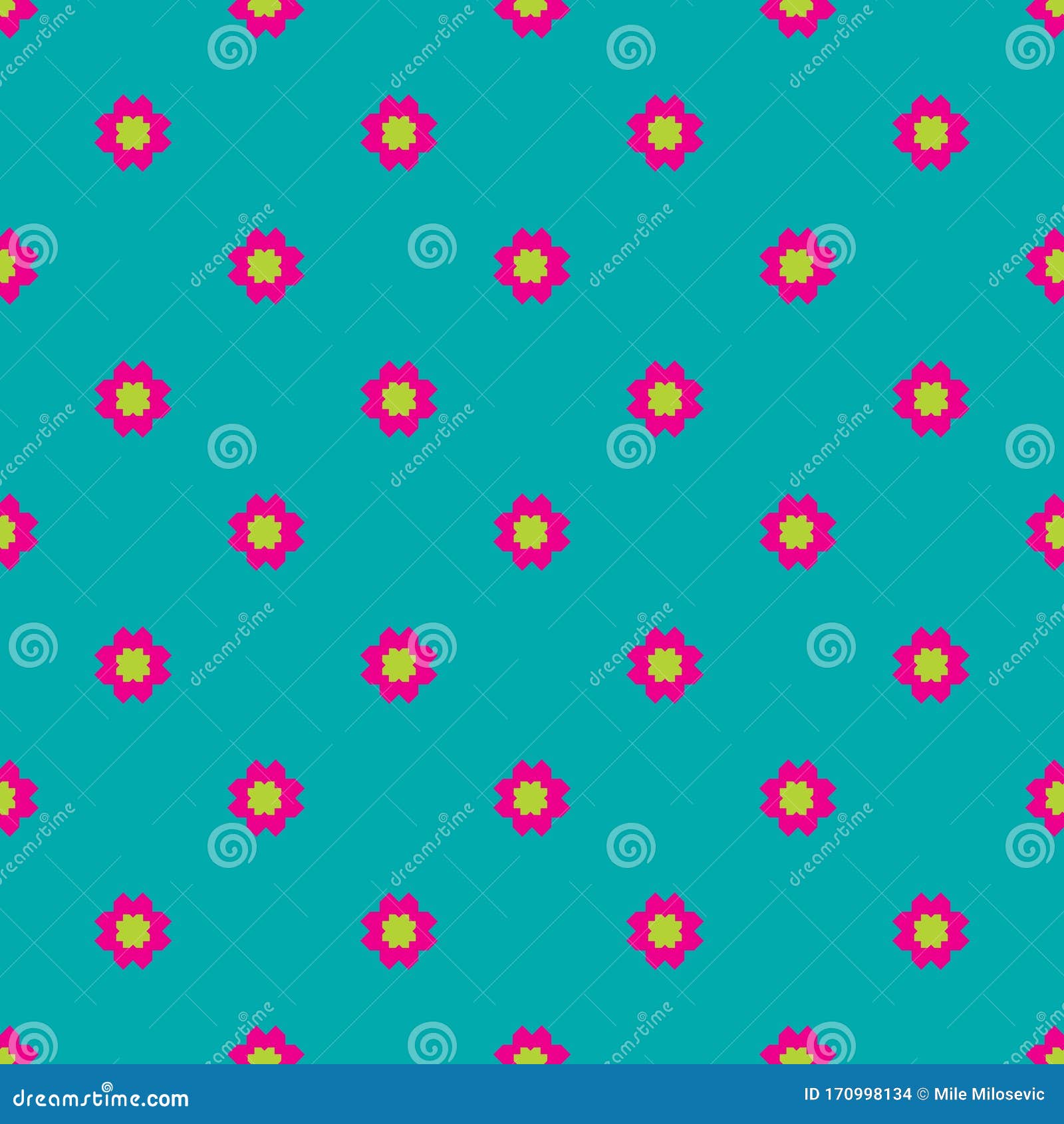 Geometric Pattern with Flowers of Square. Abstract Seamless Flowers ...