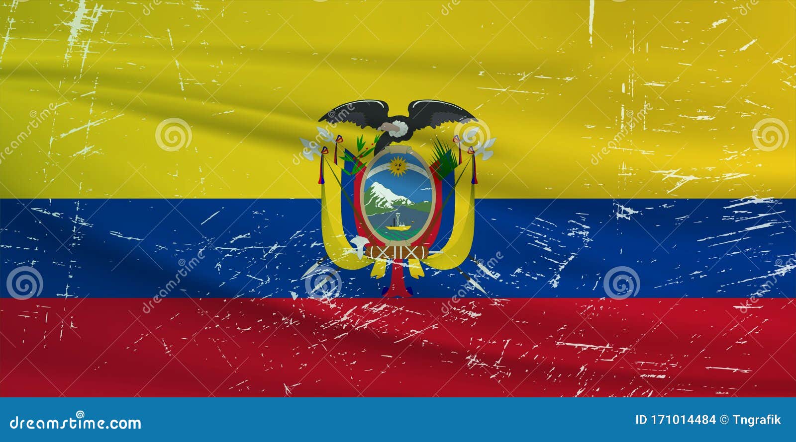 Grunge Ecuador Flag. Ecuador Flag with Waving Grunge Texture. Stock ...