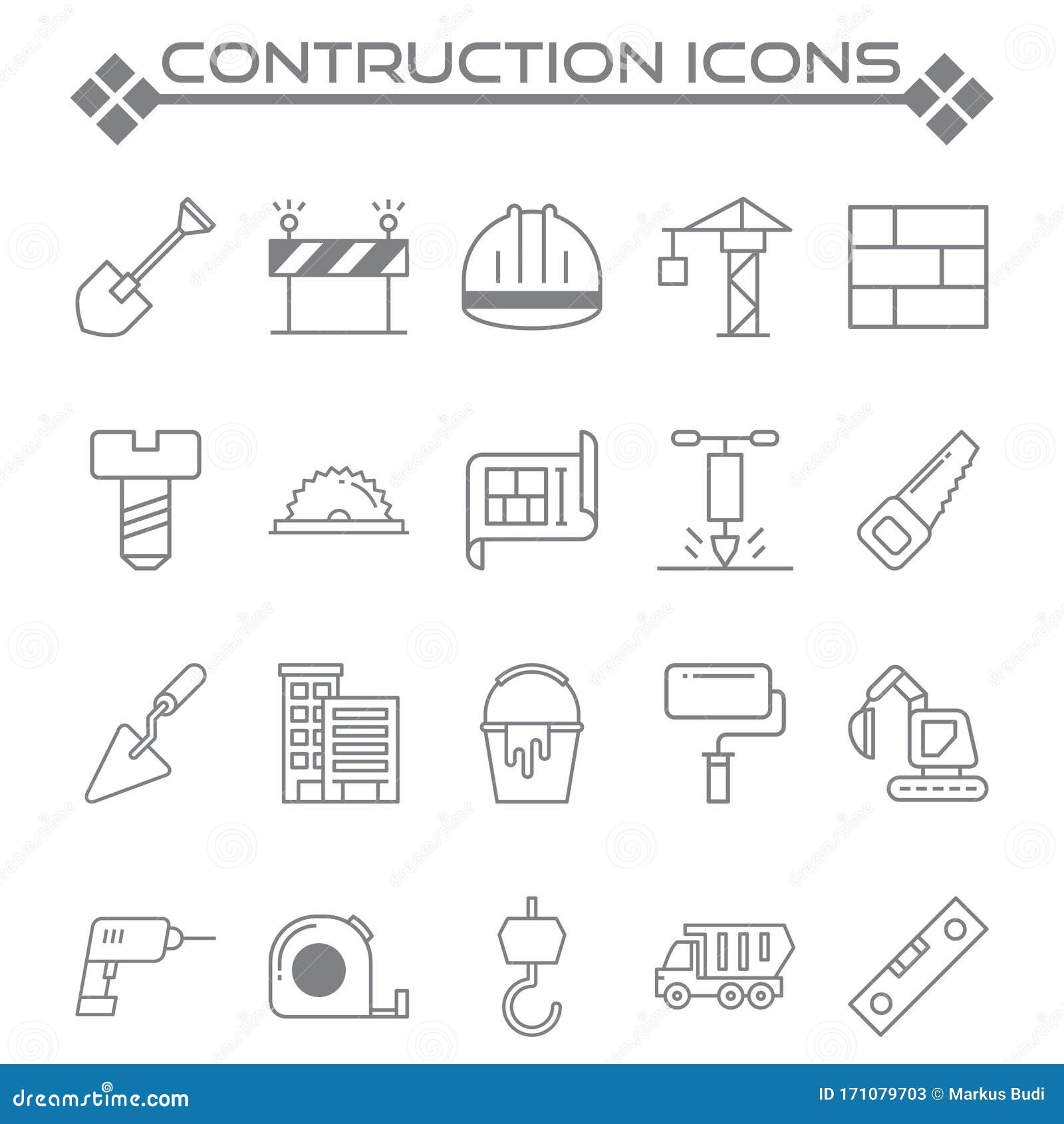 Set of Construction Related Vector Line Icons. Stock Vector ...