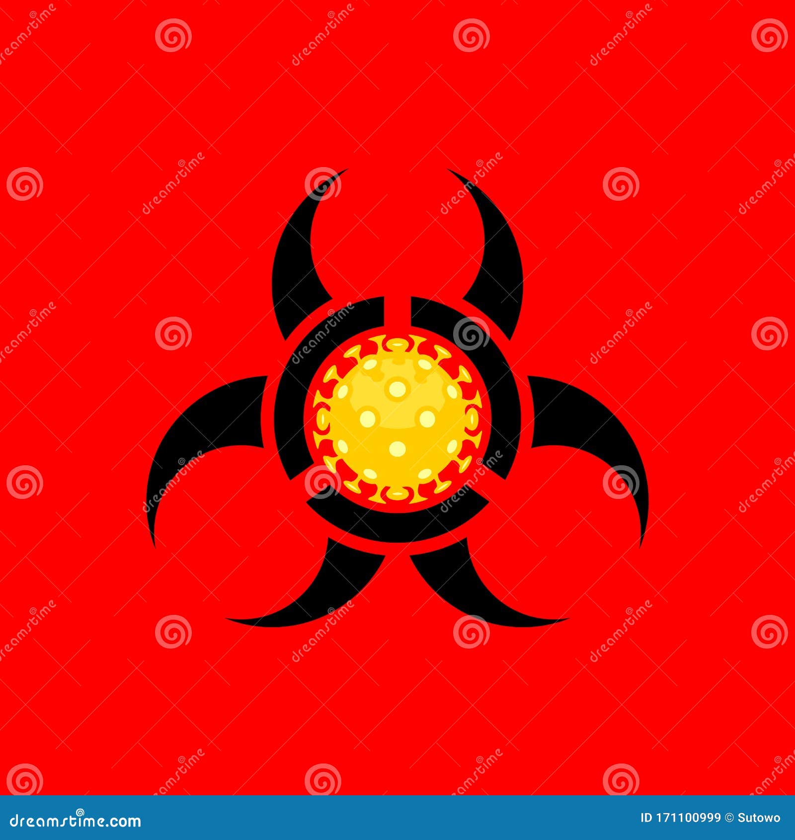 Virus Inside Biohazard Sign Flat Style Illustration Stock Vector ...